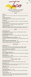 Menu - VIDA Modern Mexican + Tequila