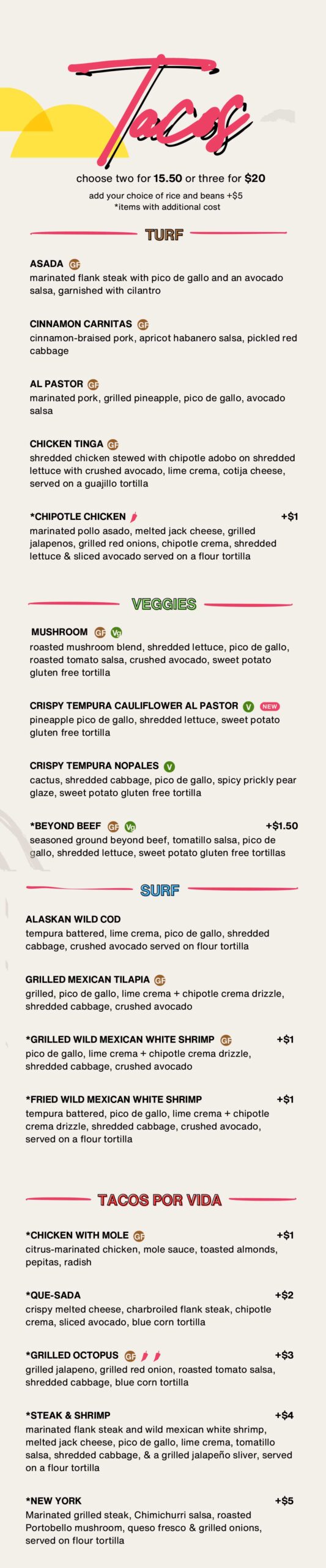 Menu - VIDA Modern Mexican + Tequila